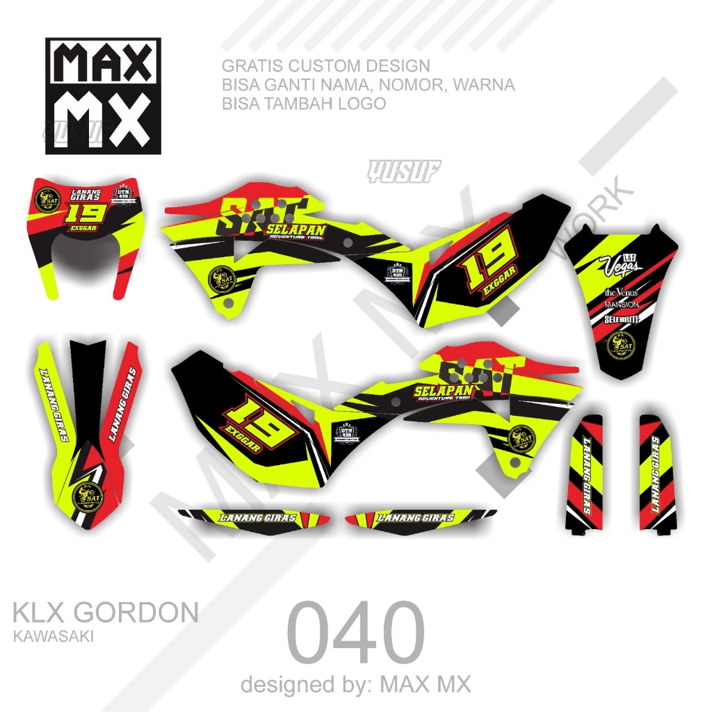 Jual Decal Stiker KlX 150 Gordon Supermoto Dekal Sticker Striping Klx ...