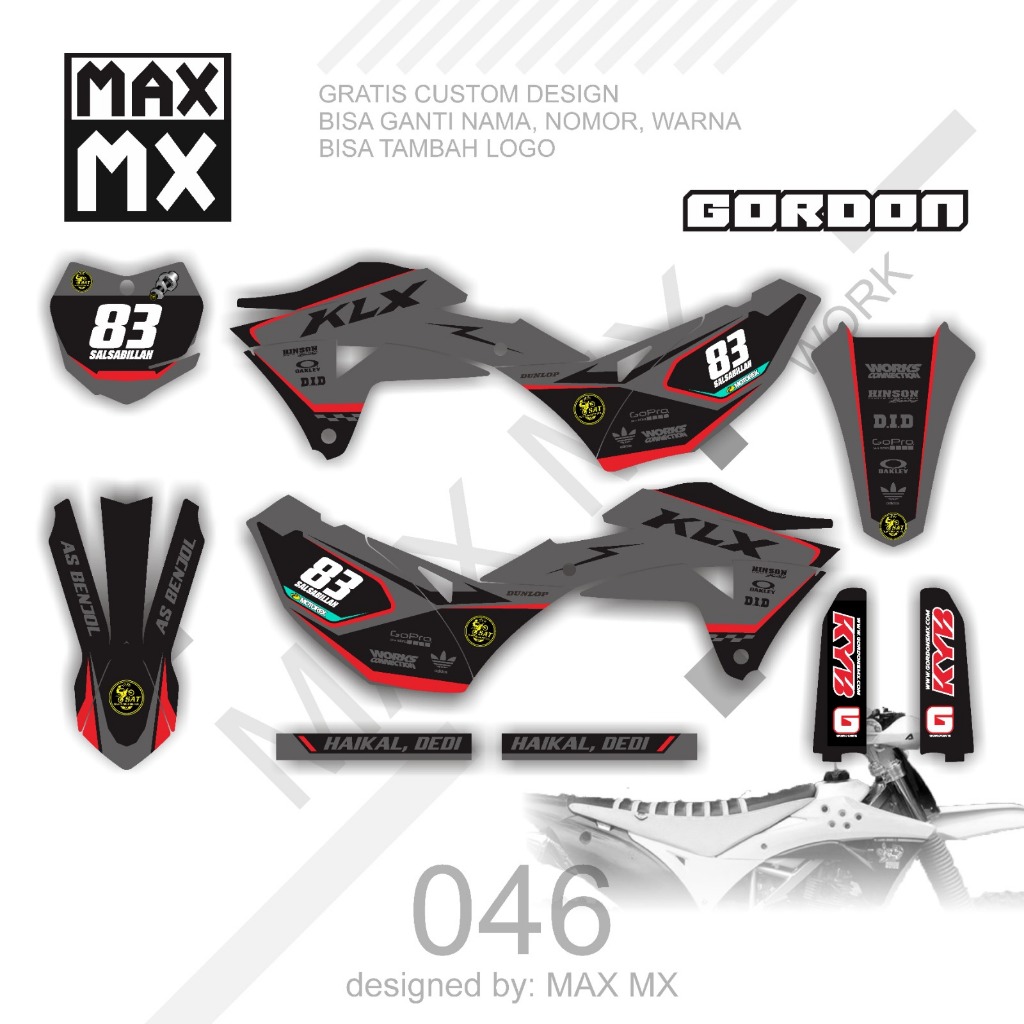 Jual Decal Stiker KlX 150 Gordon Supermoto Dekal Sticker Striping Klx ...