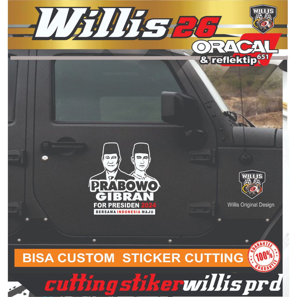 Jual Cutting Sticker Mobil Siluet Prabowo-Gibran For presiden 2024 A1 ...