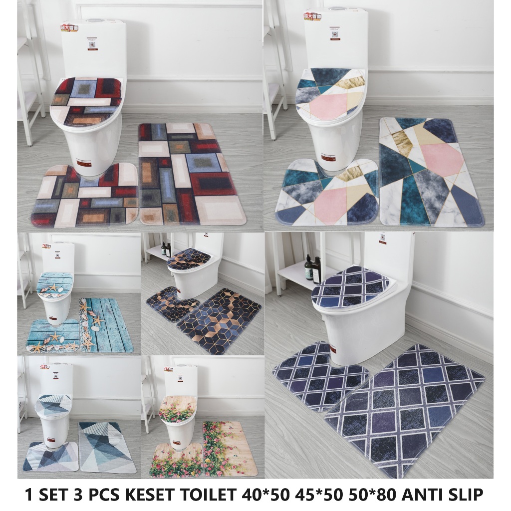 Jual L015 3in1 1 SET 3 pcs keset kaki anti slip toilet WC 40x50cm ...
