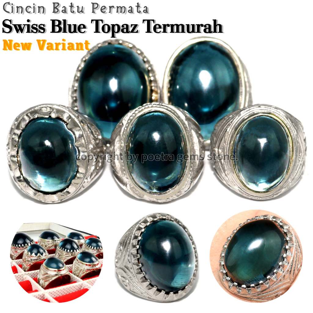 Jual Cincin Batu Permata Swiss Blue Topaz London Trend Pria Masa Kini ...