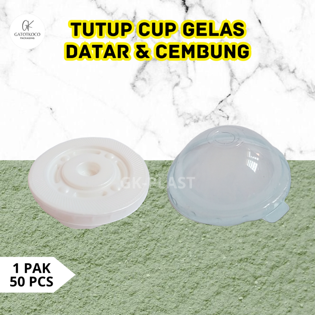 Jual (50 Pcs) Tutup Cup Plastik/Datar & Cembung/Tutup gelas cup gelas ...