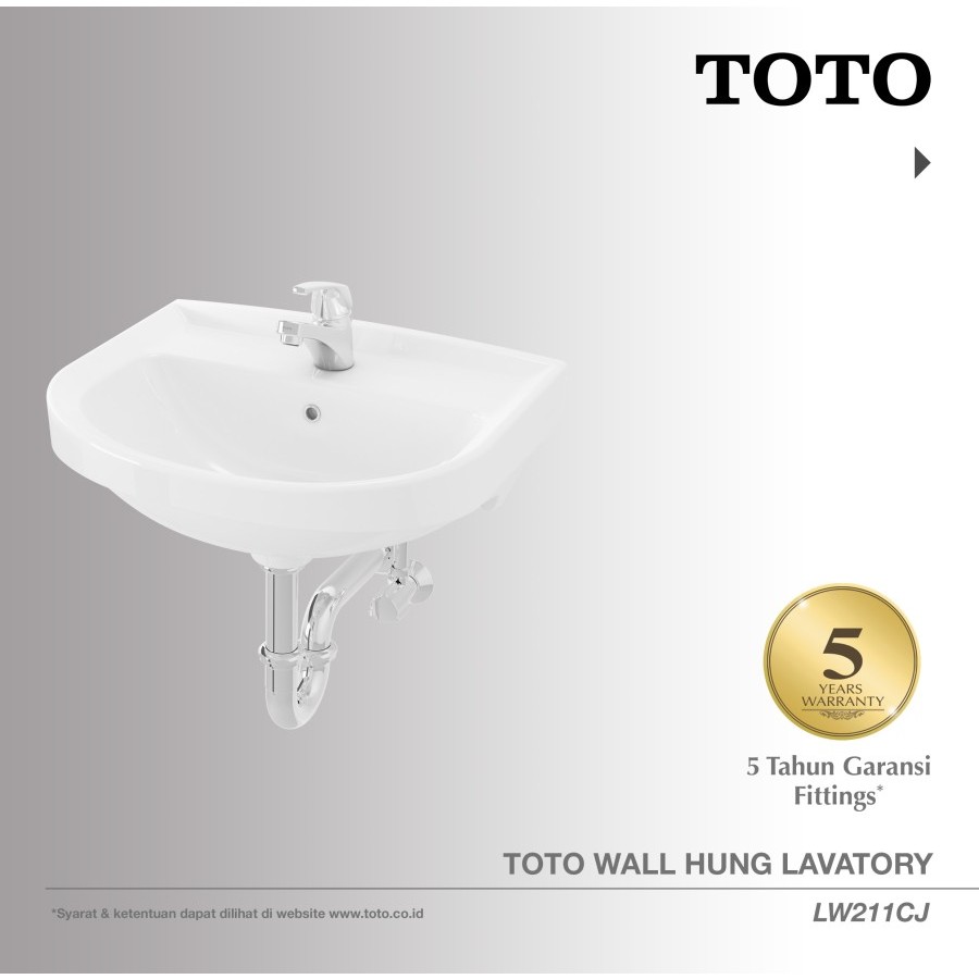 Jual TOTO Wall Hung Lavatory 1 Tap Hole/ Wastafel LW211CJ | Shopee Indonesia
