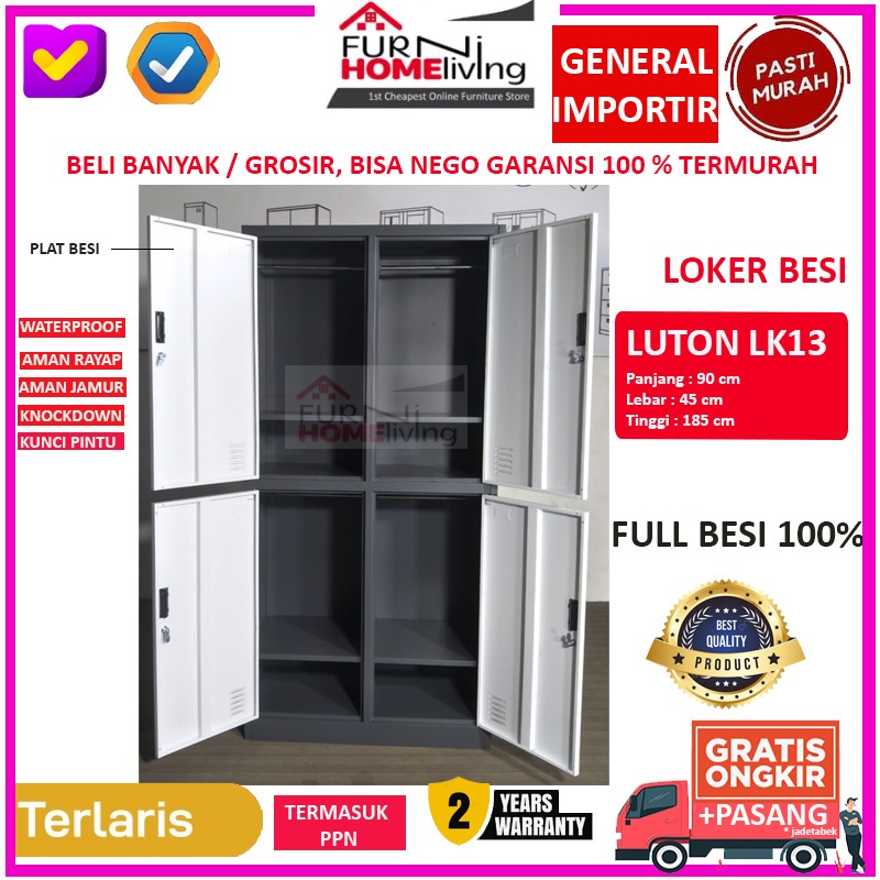 Jual Loker Besi 4 Pintu + Gantungan Lemari Baju Pakaian LK13 LUTON | Shopee Indonesia