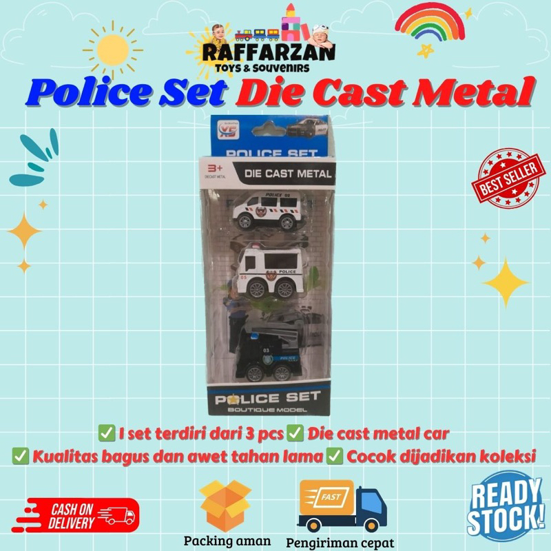 Jual Mainan Anak Mobil Polisi Pullback Set Police Die Cast Metal Car ...