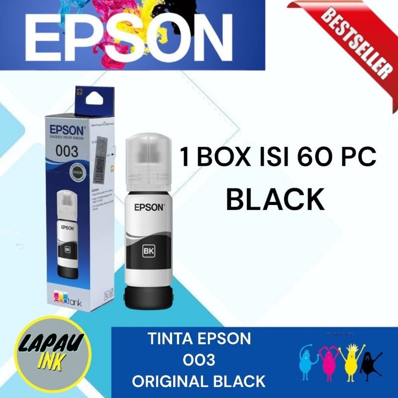 Jual TINTA EPSON 003 1 BOX ISI 60 PC - BLACK | Shopee Indonesia