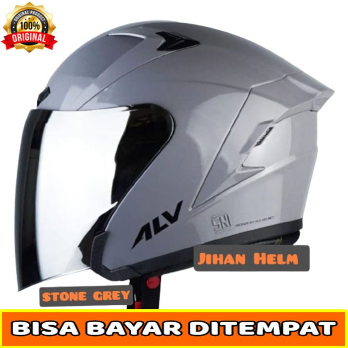 Jual HELM DEWASA HALF FACE ALV ULTRON STONE GREY KACA ORIGINAL SILVER ...
