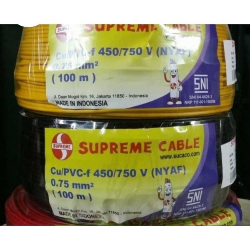 Jual KABEL NYAF 0,75MM 0,75 MM SUPREME METERAN ECERAN POTONGAN SERABUT 0.75MM 1X0.75 1X0,75 MM ...