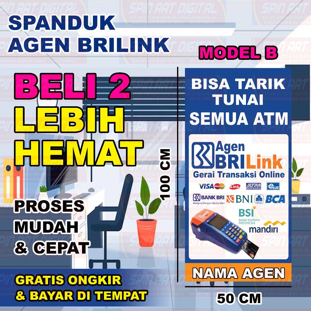 Jual Spanduk Agen Bank BriLink / Banner Bri Link / Spanduk Brilink ...