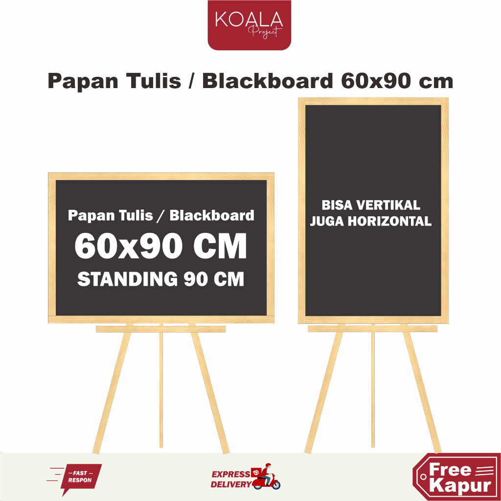 Jual PAPAN TULIS KAPUR HITAM BLACKBOARD CHALKBOARD 60x90 CM STANDING ...