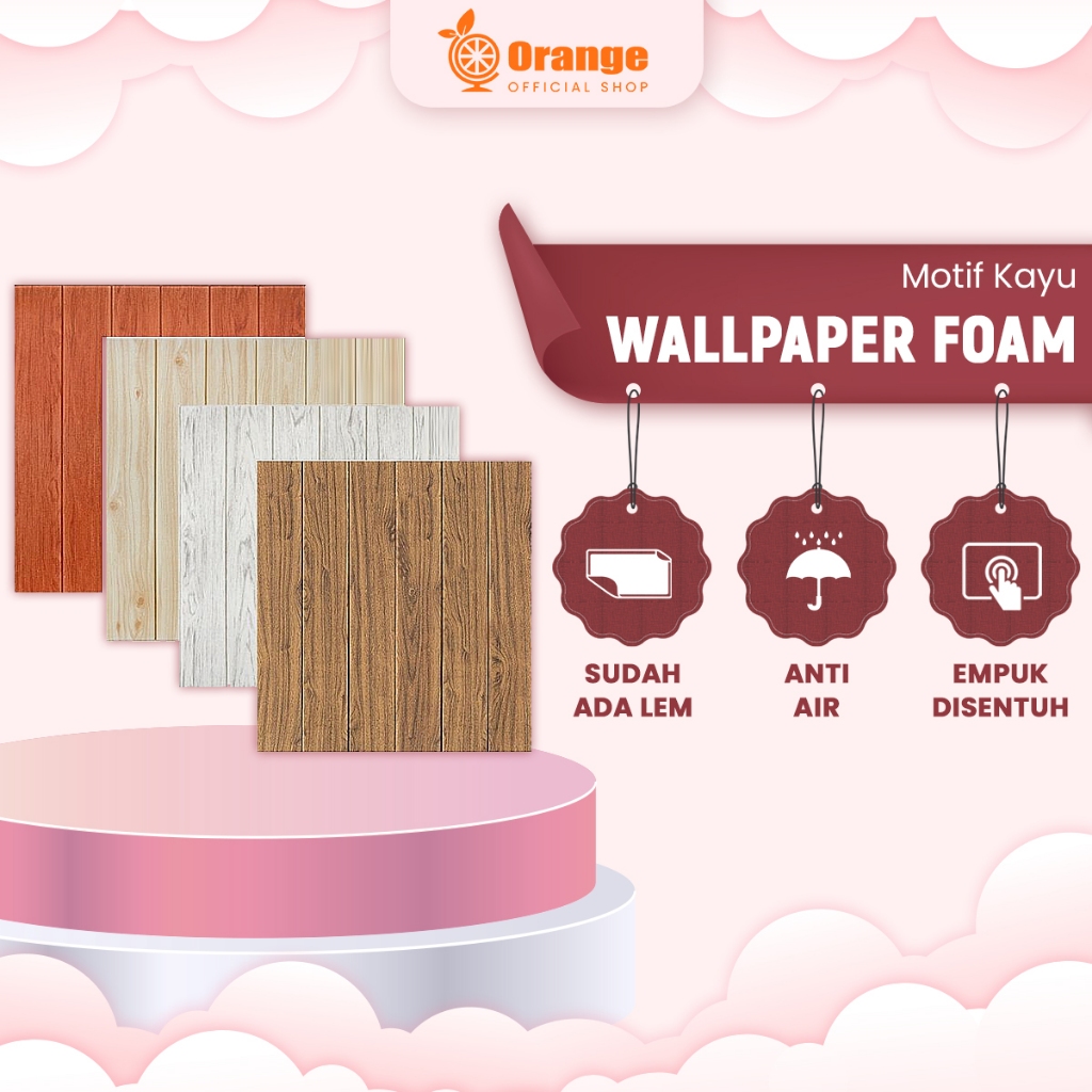 Jual Wallpaper Timbul Wallpaper 3D foam Kayu Klasik Emboss Panel Foam ...