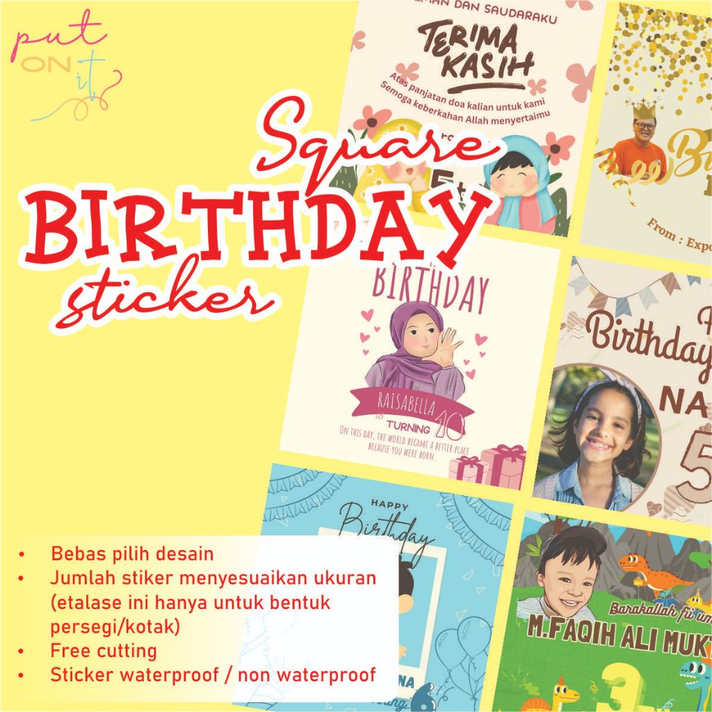 Jual Stiker Ucapan Ulang tahun / Birthday sticker (square version ...