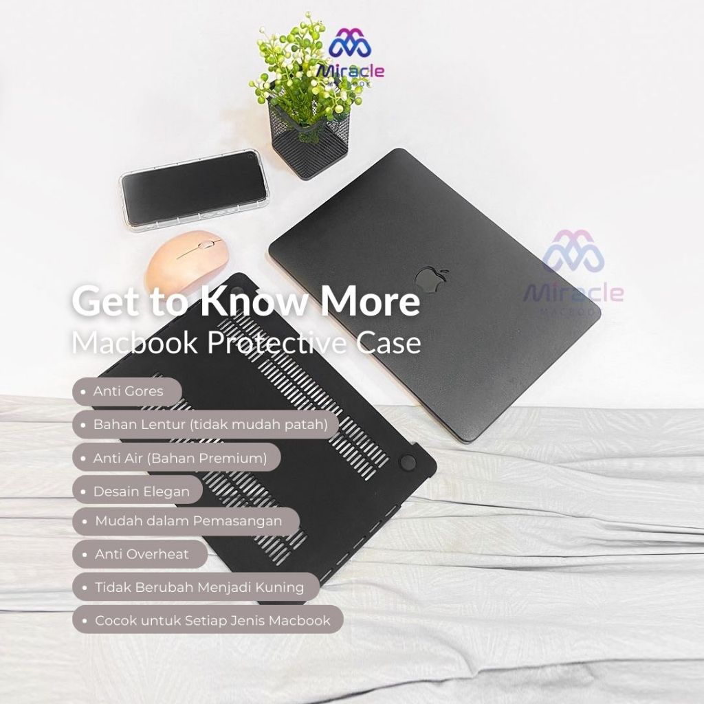 Jual Case Macbook Matte Black Premium Series Case Macbook Air M1 M2 Pro ...