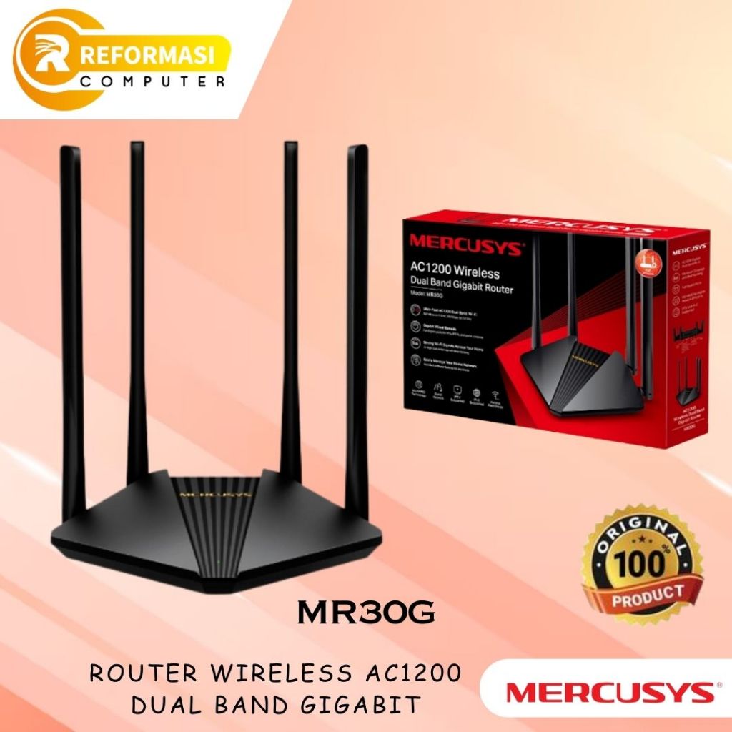Jual MERCUSYS ROUTER MR30G WIRELESS AC1200 DUAL BAND GIGABIT ROUTER ...