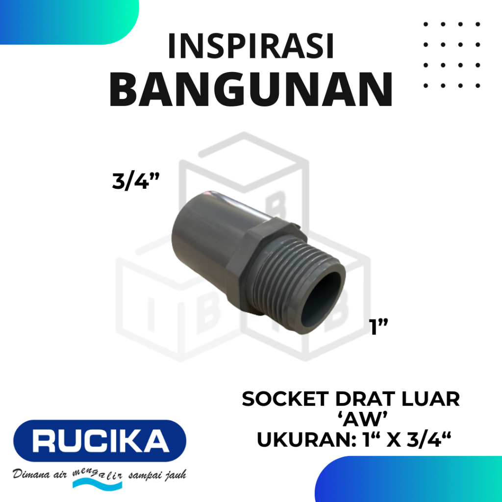Jual fitting pipa socket drat luar SDL 1" x 3/4" rucika AW kuat dan tahan lama | Shopee Indonesia