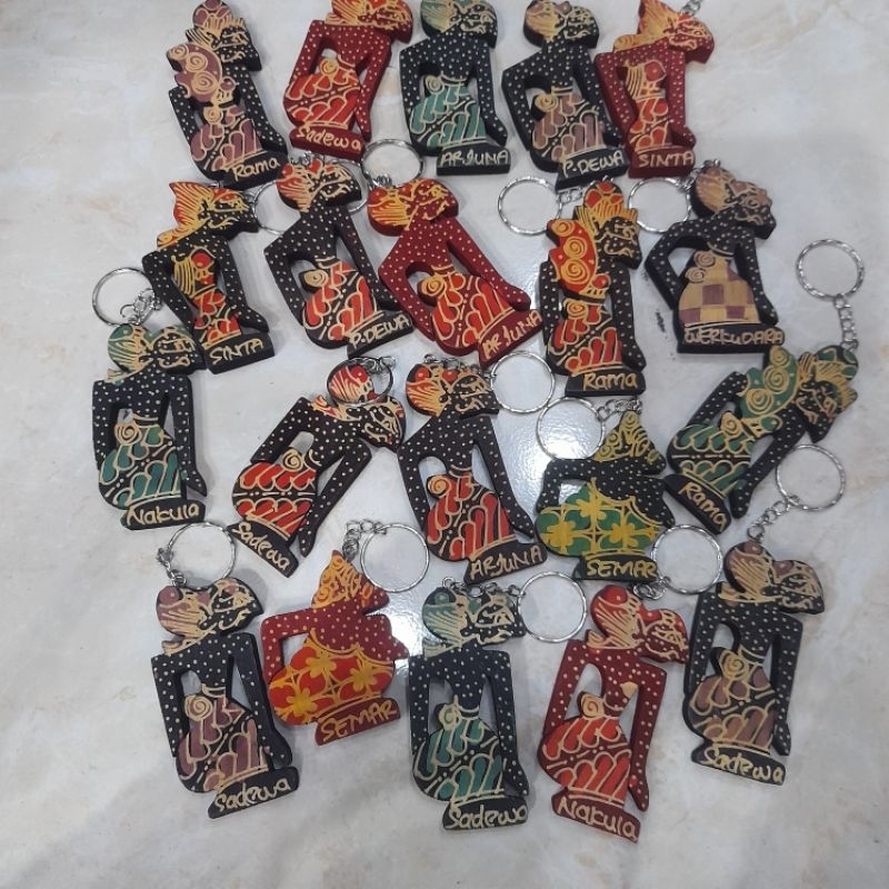 Jual gantungan kunci wayang kayu lukis isi 10pcs | Shopee Indonesia