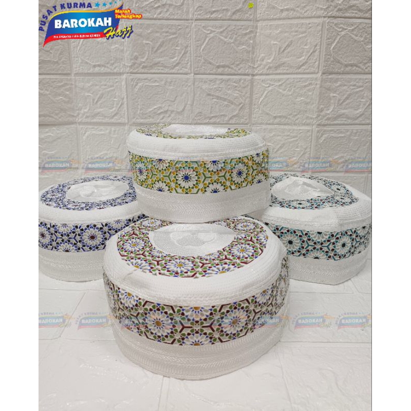 Jual KOPYAH PUTIH HITAM MOTIF / KOPYAH MAKKAH MADINAH / KOPYAH ...