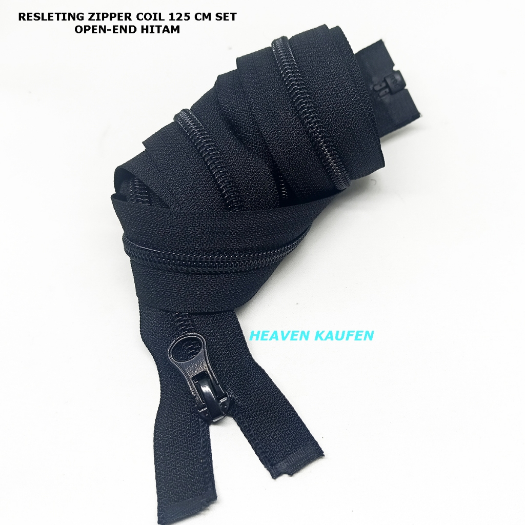 Jual Resleting Zipper Ritsleting 125 cm Hitam Set Open End Buka Lepas ...