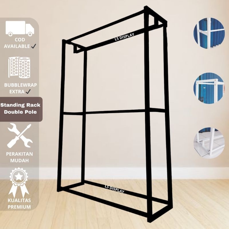 Jual RAK MINIMALIS DOUBLE POLE - Rak Baju Gantung Butik Distro Dobel ...