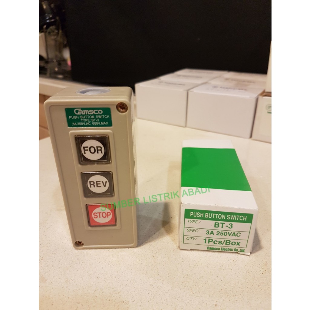 Jual Camsco Push Button Switch BT-2 (ON OFF) / BT-3 (FORWARD REVERSE ...