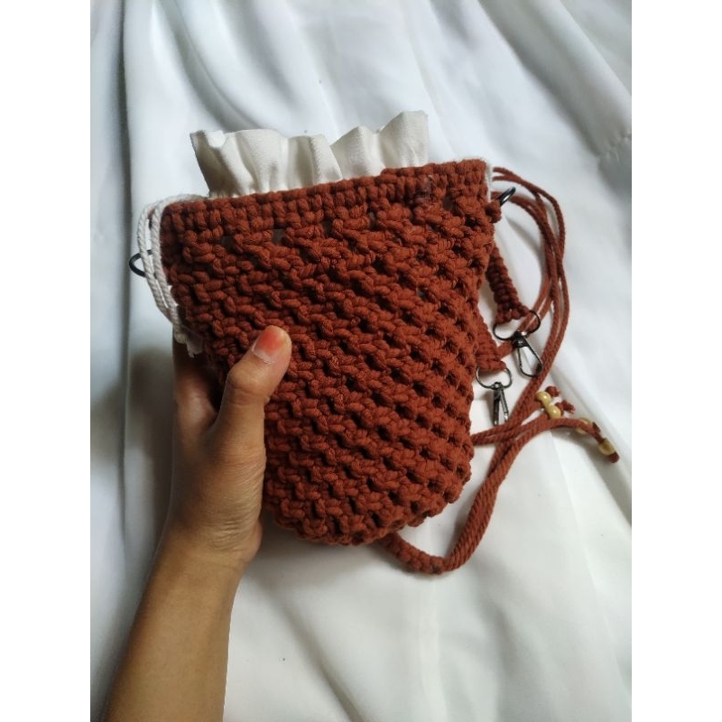 Jual mini macrame bucket bag/tas makrame, murah | Shopee Indonesia