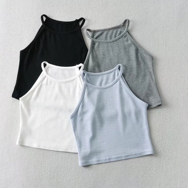 Jual Tank Top Tali /Tangtop Oneck Knit Rib Crop Wanita / Singlet ...