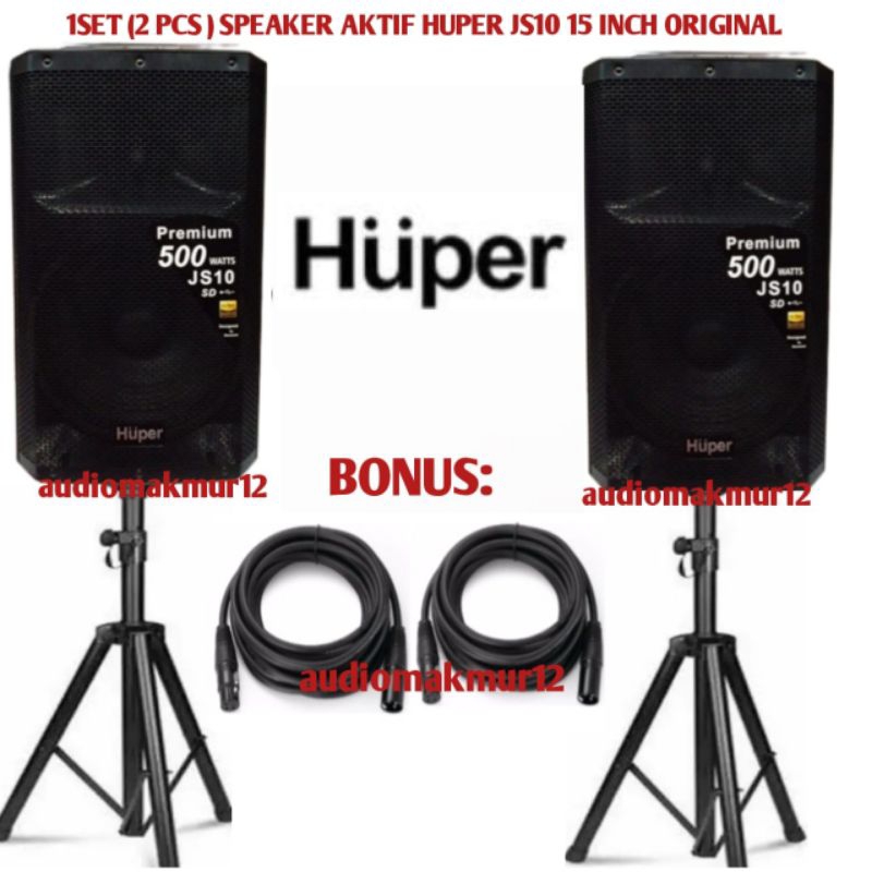 Jual Speaker Aktif Profesional Huper JS10 JS 10 500 Watt 15 Inch Original Garansi Resmi 1 Tahun ...