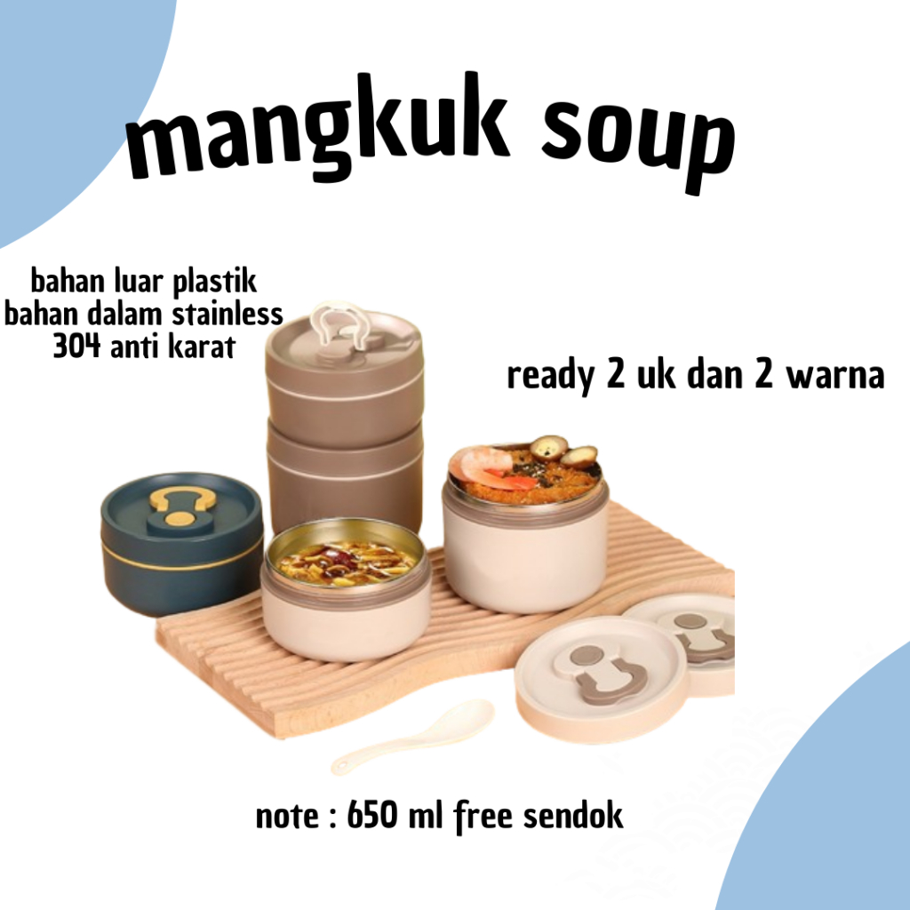 Jual Mangkuk Sup Cangkir Stainless 304 Anti Panas Mangkuk Soup Portable ...