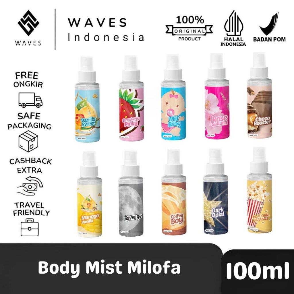 Jual Waves - BPOM PARFUM BODY MIST MILOFA 100ML PREMIUM / BODY MIST ...
