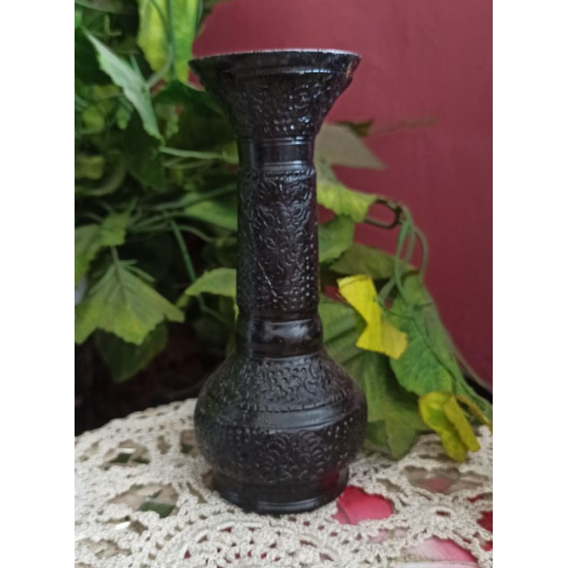 Jual Vas bunga Antik Vintage Perak Bakar / alpaka Jadul warna Hitam T ...