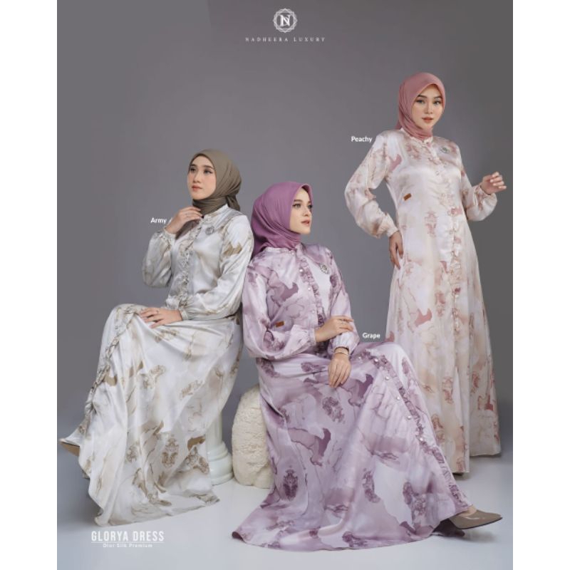 Jual Glorya Dress Gamis Silk Daily Original by Nadheera Luxury bisa COD | Shopee Indonesia