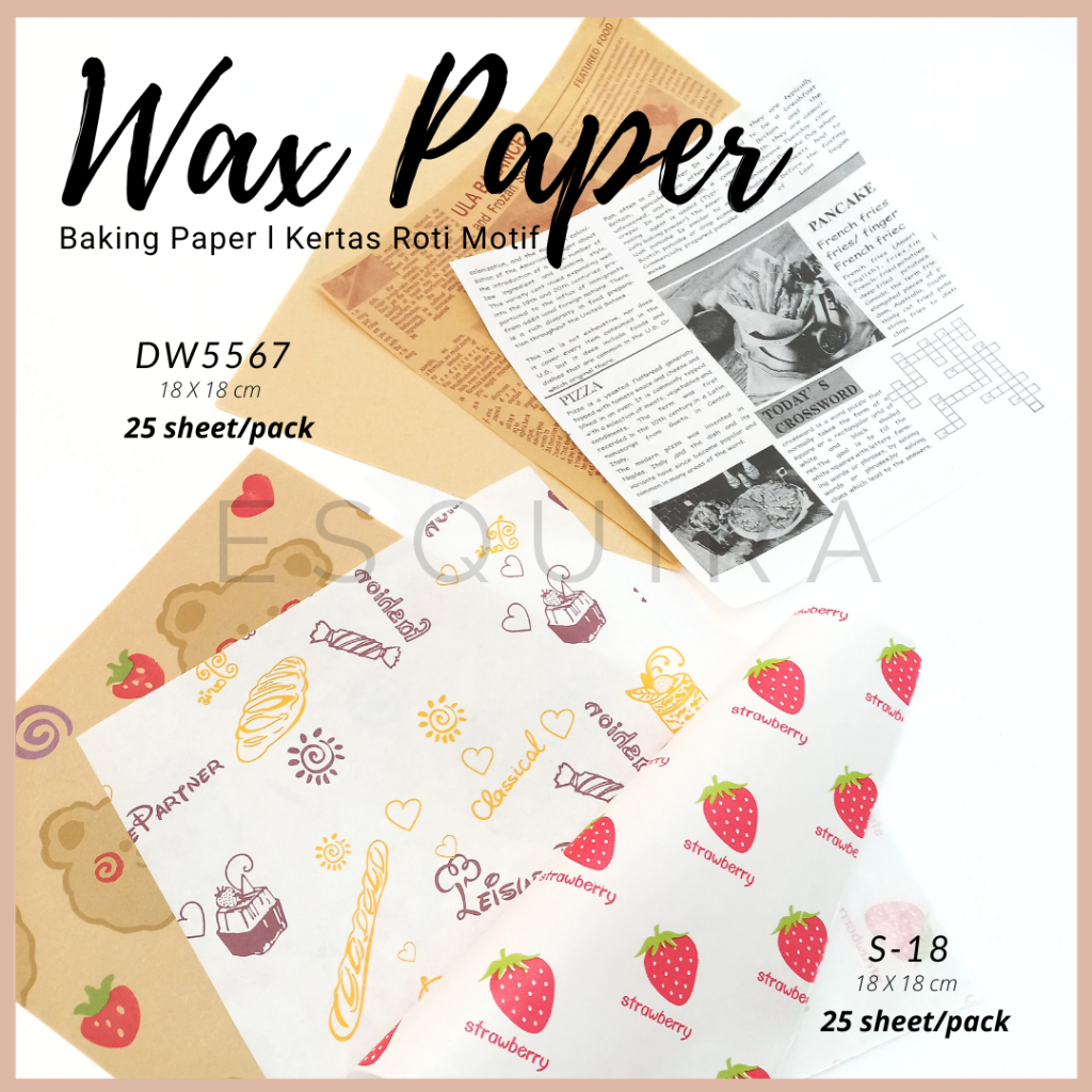 Jual Wax Paper 25 Pcs / Korean Bento Cake Baking Paper / DW5567,S-18 ...