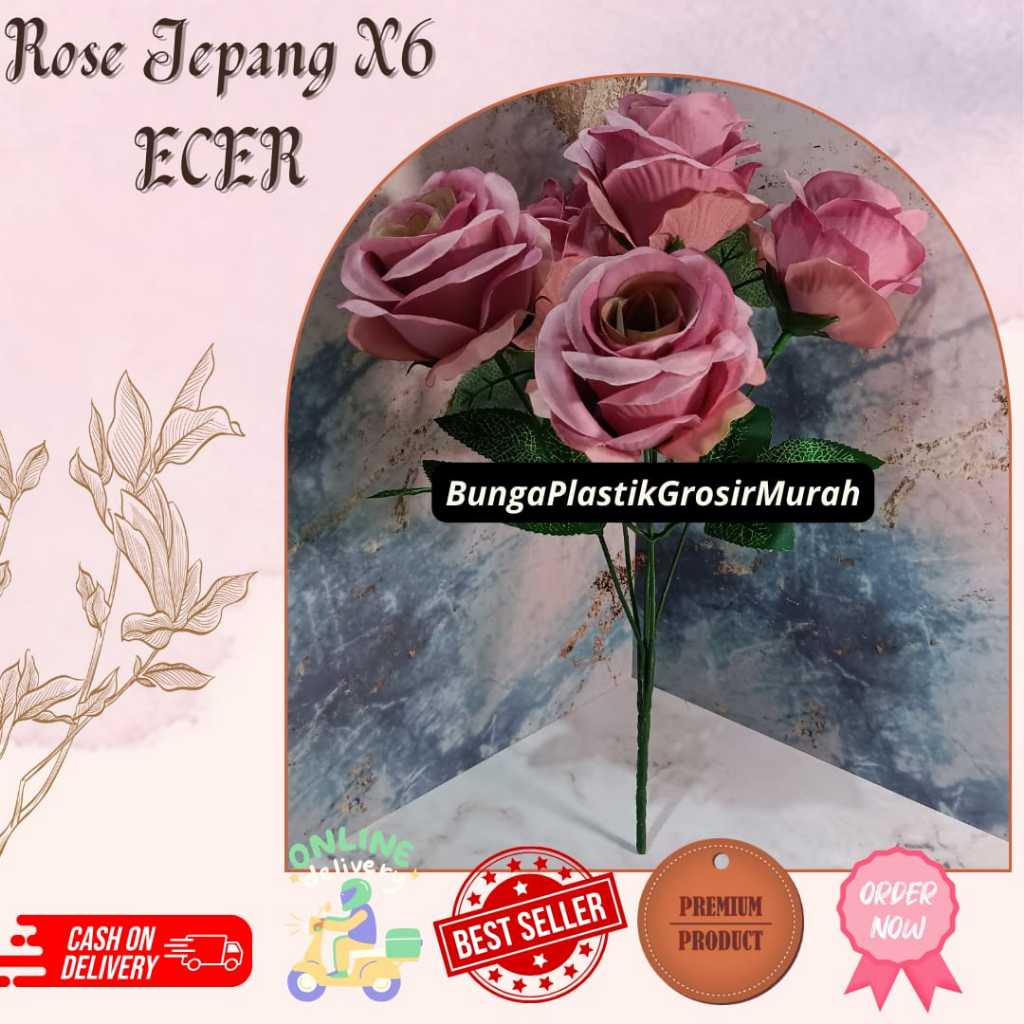 Jual Bunga Mawar Rose Jepang Cabang 6 / Ecer RJ6 | Shopee Indonesia