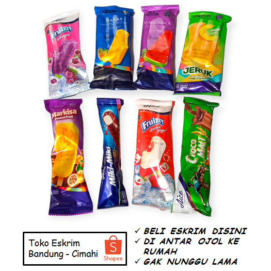 Jual Es Krim Ice Cream Eskrim Aice Semangka Nanas Jeruk Anggur Markisa ...