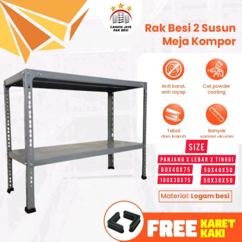 Jual rak besi 2 susun Meja Kompor Minimalis Serbaguna Mudah Dirakit ...