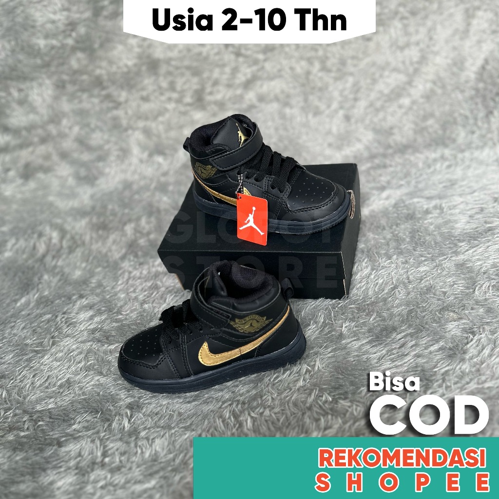 Jual sepatu anak hitam GOLD model jordan anak laki laki dan perempuan ...