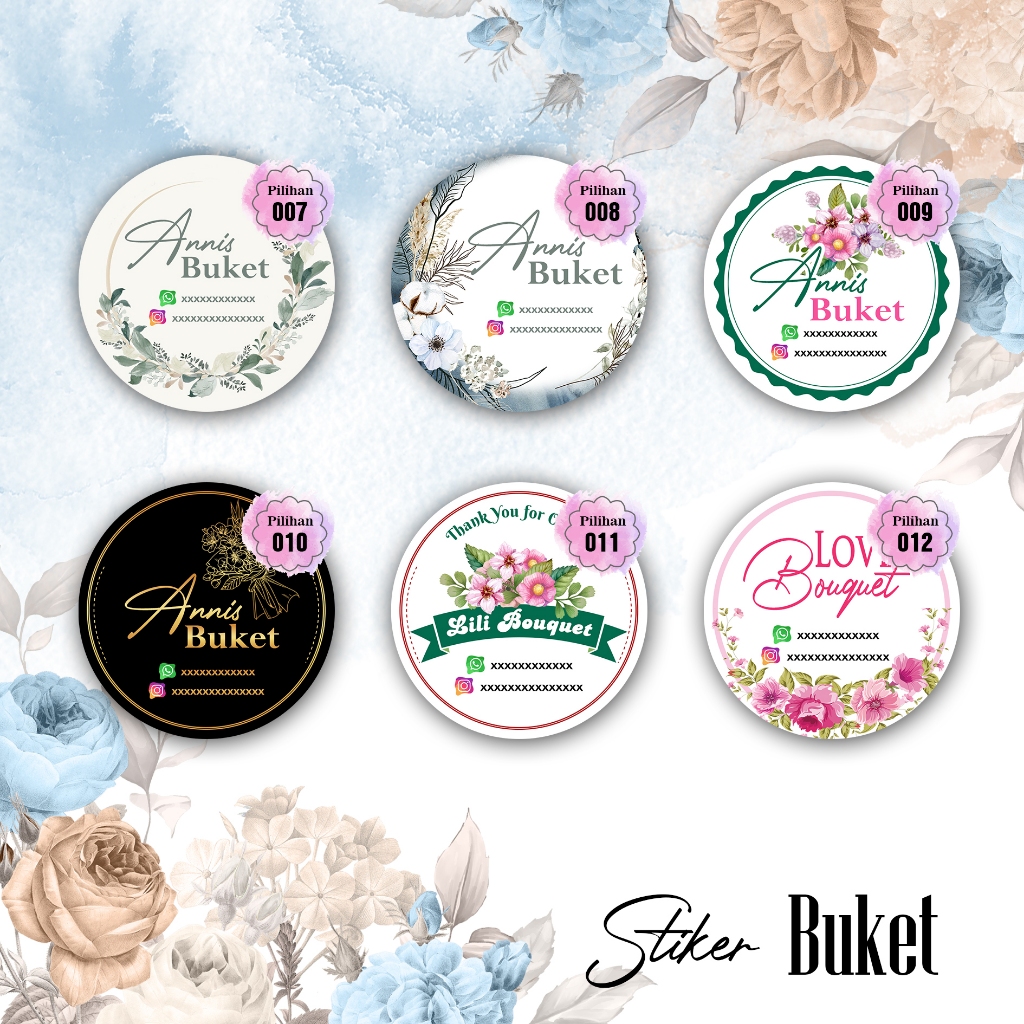 Jual 160 pcs - stiker buket // Stiker Bunga bulat // Bouquet Sticker ...