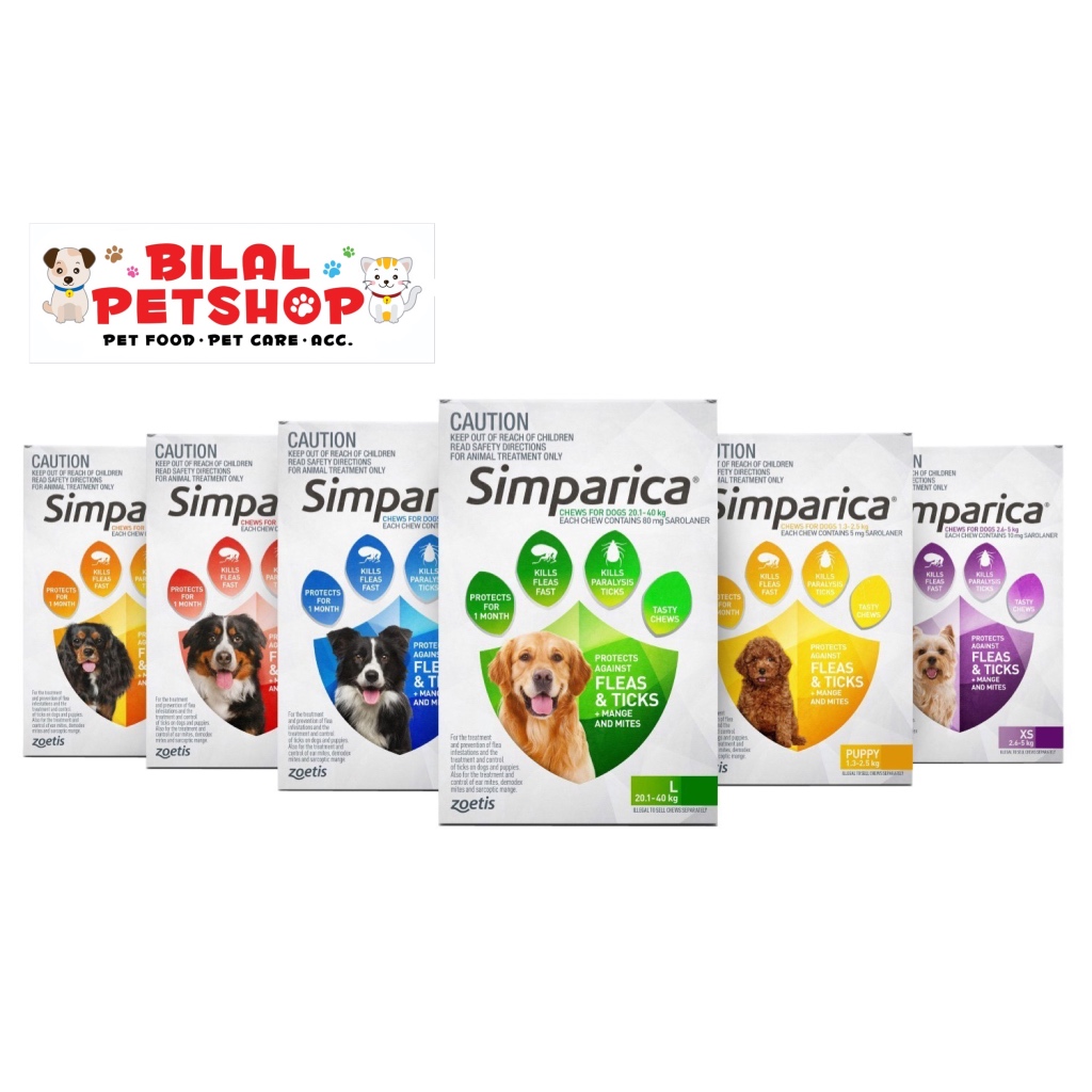 Jual Simparica Obat Kutu Anjing Tablet Kunyah (1 Tablet) (BOX=3tablet ...