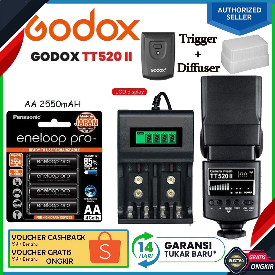 Jual GODOX TT520 II TT520II TT 520 II FLASH KAMERA DSLR MIRORLESS | Shopee Indonesia