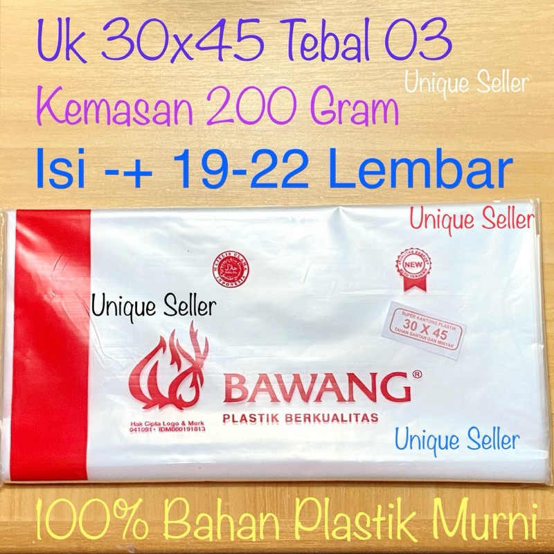 Jual Plastik PE Bawang Tebal 03 Uk 10x20 (1/4 kg) 12x25 (1/2 kg) 15x30 (1 kg) 18x35 (2 kg) 20x35 ...