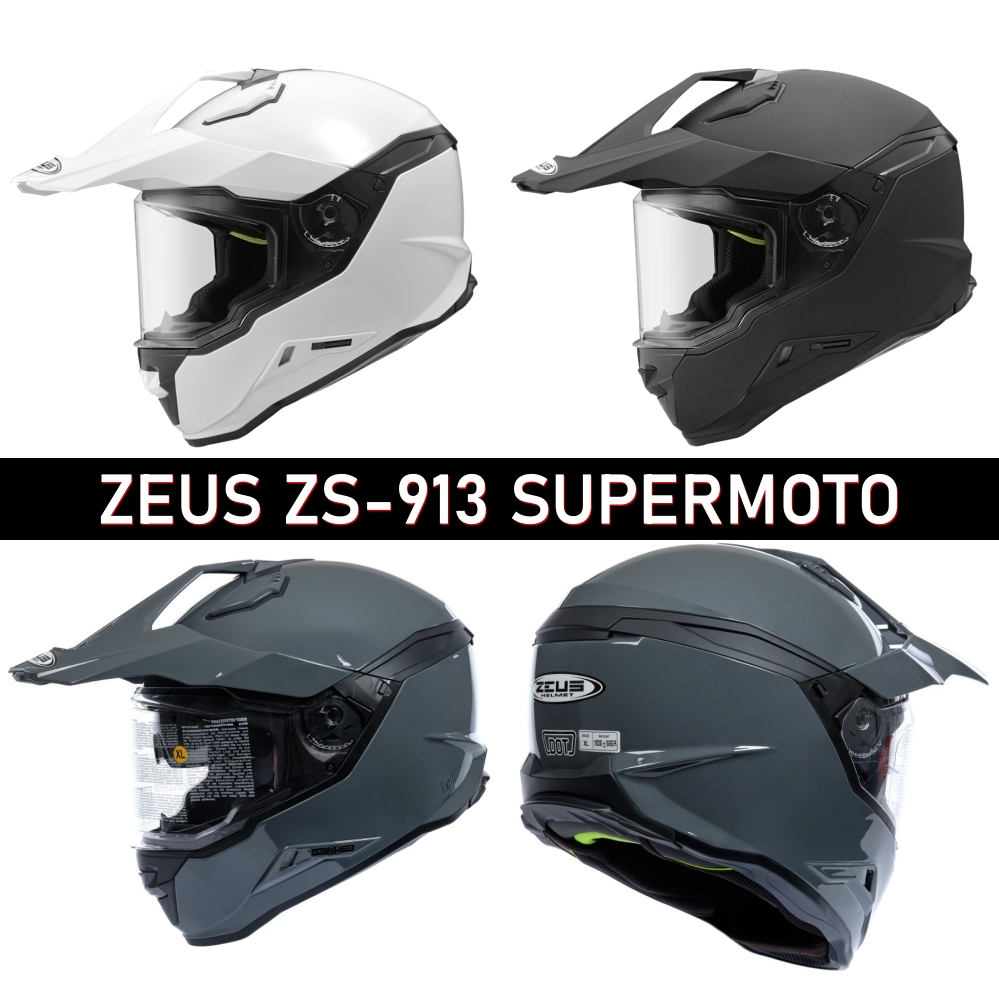 Jual Zeus 913 Solid Helm Supermoto Hybrid Fullface - Helm Zeus ZS913 ZS ...