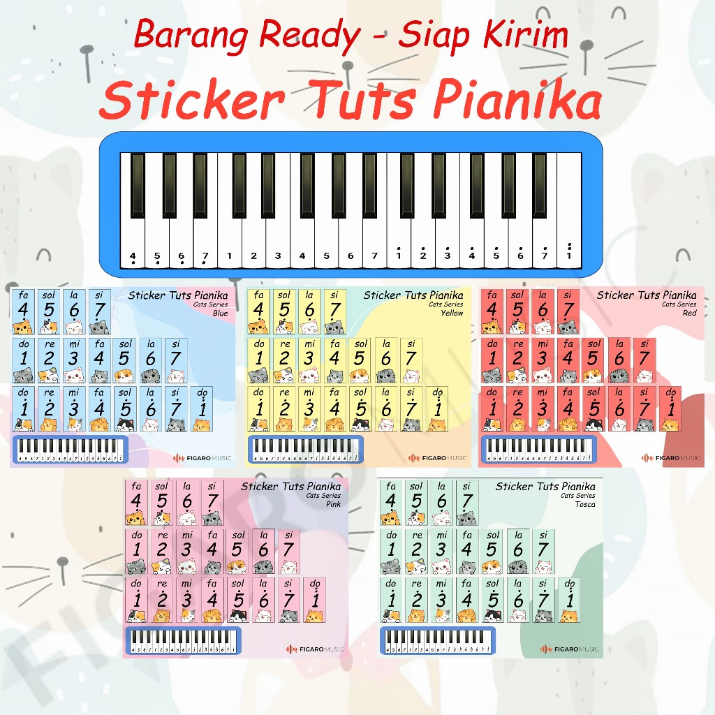 Jual Stiker Pianika - Sticker Tuts Pianika Melodica Seri Kucing ...