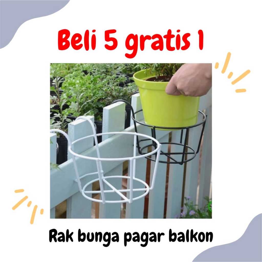 Jual Rak pot bunga Besi Gantung Pot Gantung Balkon Standing Pot Besi ...