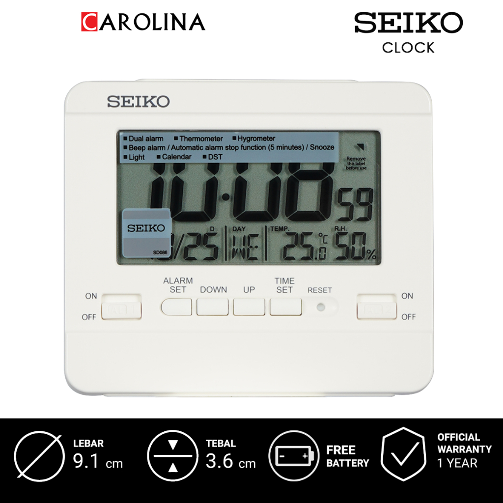 Jual Jam Beker SEIKO Digital QHL086W White Case White Dial 9cm Alarm ...