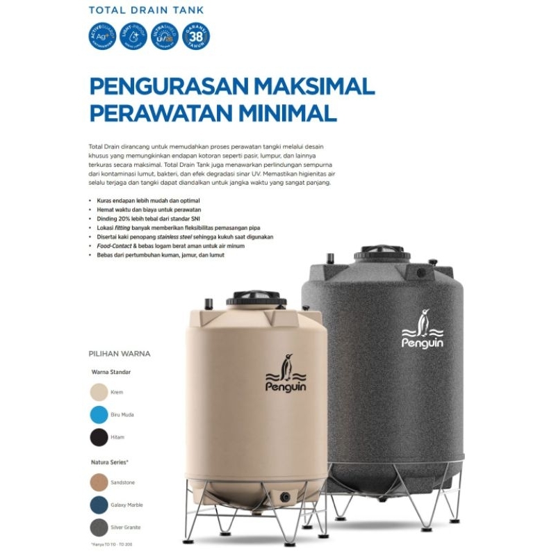 Jual Tangki air / toren / Tedmon / Tandon Standing Total Drain Merk ...