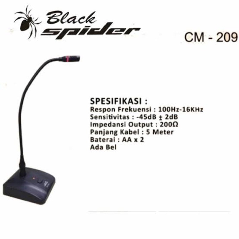 Jual BLACK SPIDER Microphone Meja Podium BlackSpider Mic Conference ...
