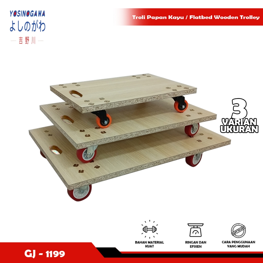 Jual Flatbed Wooden Trolley / Troli Kayu Pemindah Barang 3 ukuran ...