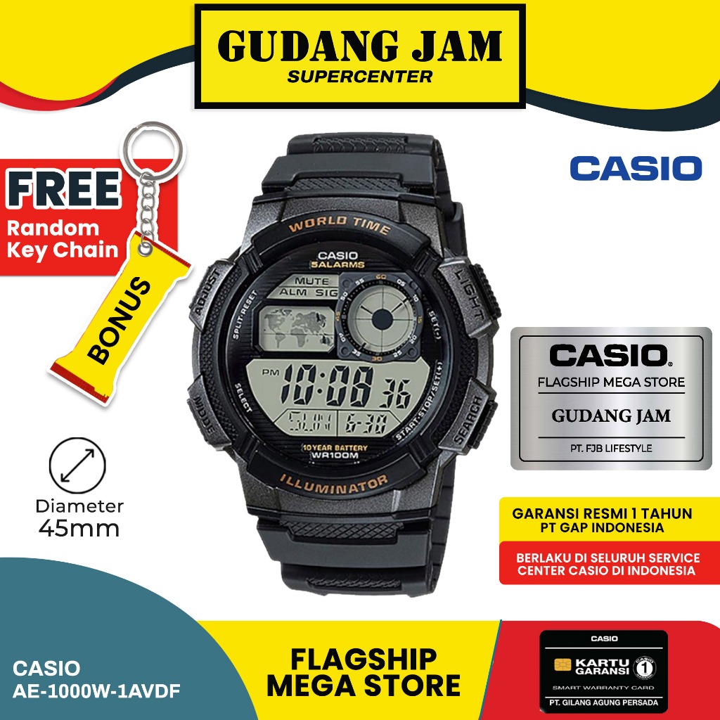 Jual Casio General AE-1000W-1AVDF AE-1000W AE-1000 AE1000W AE 1000W | Shopee Indonesia