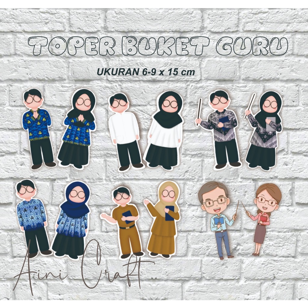 Jual TOPPER BUKET GURU/ Gambar Guru untuk hadiah hari guru/ buket hari ...