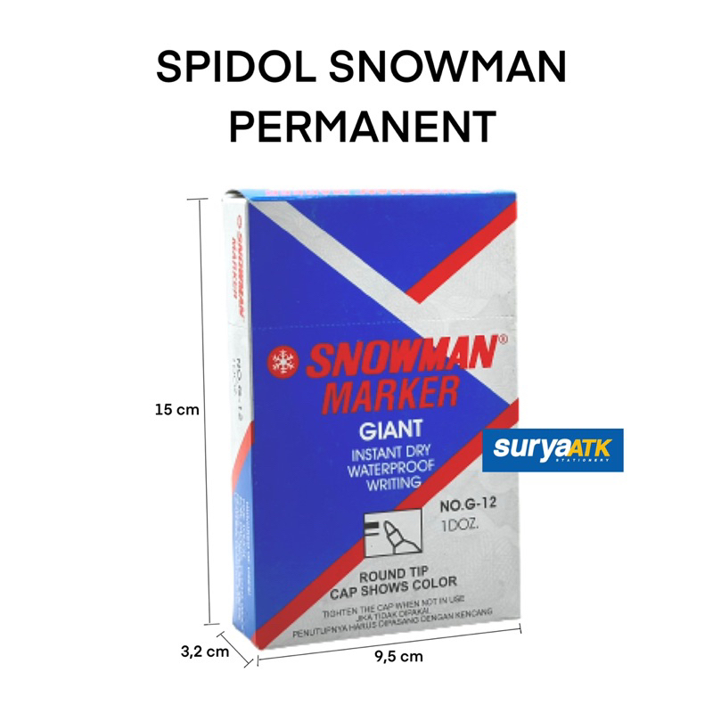 Jual (PACK 12PCS) Spidol SNOWMAN PERMANENT | Shopee Indonesia